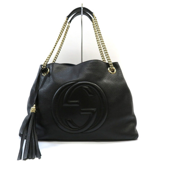 Gucci | Bags | Gucci Soho Interlocking G Chain Shoulder Leather Black Tote Bag Tassel | Poshmark